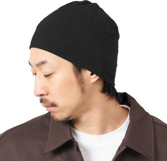 Charm by Casualbox Herren M&uuml;tze Kurze Beanie aus Bio Baumwolle - f&uuml;r Damen Chemo Kopfbedeckung Laufen Unterziehm&uuml;tze Unter Fahrradhelm Schwarz