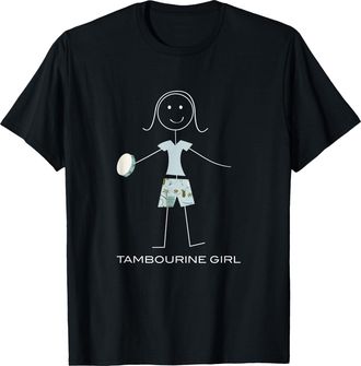 Whyitsme Design Lustiges Tamburin-M&auml;dchen f&uuml;r Damen, Tamburin-Spieler T-Shirt