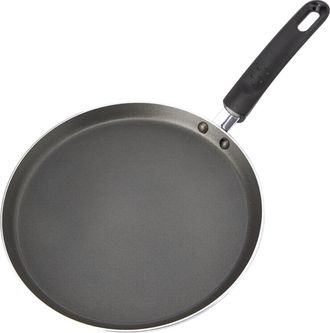 KitchenCraft MasterClass Pfannkuchenpfanne, Crepe-Pfanne, induktionssicher und antihaftbeschichtet, mit gedrucktem Rezept, 28 cm (11), Schwarz