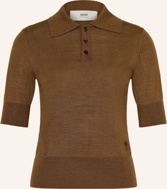 Ami Ami Paris Strick-Poloshirt braun