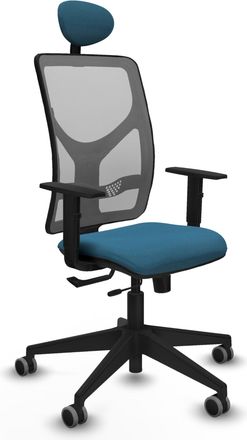 Piqueras y Crespo Gr&uuml;ner Schreibtischstuhl mit 1D-Armen, h&ouml;henverstellbare Lendenwirbelst&uuml;tze und festes Kopfteil, ausgestattet mit Syncro/Traslack und Schneideschaum, 