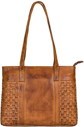 STILORD Verena Unique Sac &agrave; Main Cuir Femme Cabas &agrave; laspect Tress&eacute; Sac a Main Femmes Bandoulieres Vintage Tote Bag Cuir V&eacute;ritable Couleur:larino - marron