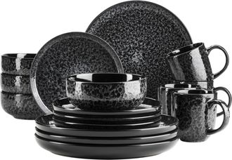 Mäser 934108 Serie Filippa, Keramik Geschirrservice für 4 Personen, modernes 16-teiliges Kombi-Geschirr Set; Teller, Schüsseln und Becher mit Reaktivglasur 