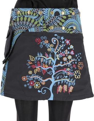 Guru Shop Guru-Boutique, Jupe Portefeuille Brodé, Jupe Courte Goa, Cacheur Longue, Bleu, Coton, Size:Taille Unique, Et Hüftschmeichler Jupettes