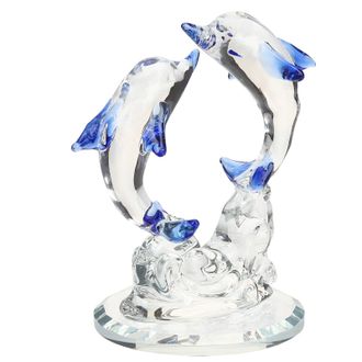 Angoily Kristall Delfinfigur Klein Lebensechte Delfinstatue aus Langlebigem Kristall Kompakte Schreibtischdekoration f&uuml;r Heim und B&uuml;rogestaltung