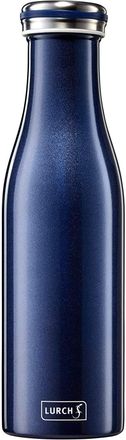 Lurch 240852 Isolierflasche/Thermoflasche für heiße und kalte Getränke aus doppelwandigem Edelstahl 0,5l, blau-metallic