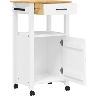 vidaXL vidaXL MONZA K&uuml;chenwagen aus massivem Holz wei&szlig; 48x40x90 cm