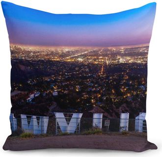 Fabulous Kissen Kissenbezug 40x40 cm Blick auf Los Angeles von Hollywood Kino Stadt USA