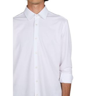 HUGO BOSS Chemise unie &agrave; manches longues en coton m&eacute;lang&eacute;