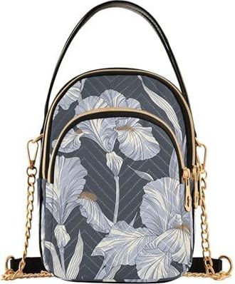 Mnsruu Sac à bandoulière pour femme - Motif cachemire blanc floral noir - Petit sac à bandoulière avec sangle réglable