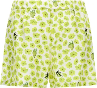Versace Strawberry Garden Silk Twill Shorts - Green