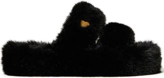 Twin-Set Pantoletten mit Faux Fur - Schwarz