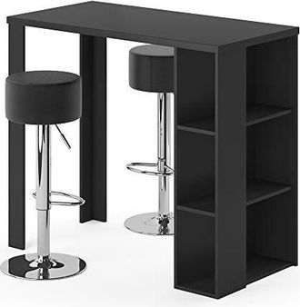Vicco Set de Table de Bar Noel, Noir, 120 x 60 cm avec 2 tabourets de Bar