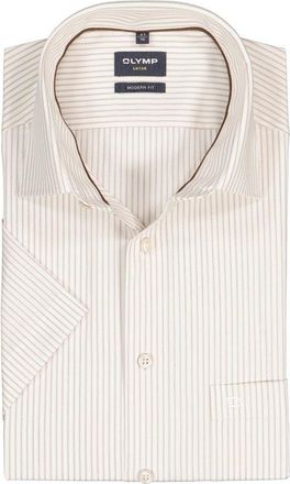 Olymp Herren Kurzarmhemd beige gestreift