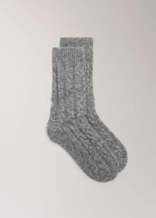 Mango Chaussettes maille &eacute;paisse torsad&eacute;e gris - Femme - Taille unique - MANGO