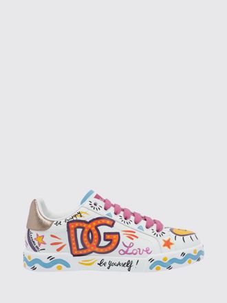 Dolce & Gabbana Baskets basses Portofino en cuir de veau &agrave; imprim&eacute; monogramme DG
