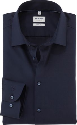 Olymp Herren Oberhemd Langarm Level Five,Satin,366 Level 5 Body fit (15.05.2015 - F16),21 New York Kent-2,Kobalt 08,39