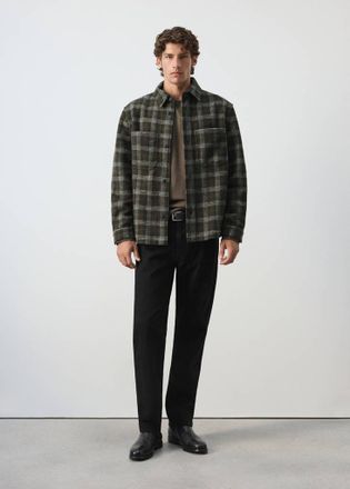 Mango Surchemise flanelle carreaux vert moyen - Homme - XXL - MANGO MAN
