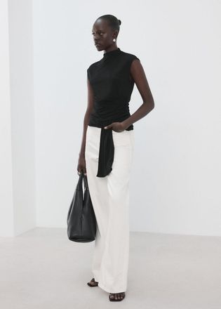 Mango Top d&eacute;tail fronc&eacute; noir - Femme - XS - MANGO