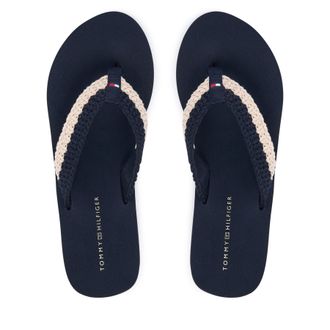 Tommy Hilfiger Zehentrenner Tommy Hilfiger Th Wedge Crochet Summer Sandal FW0FW09420 Dunkelblau