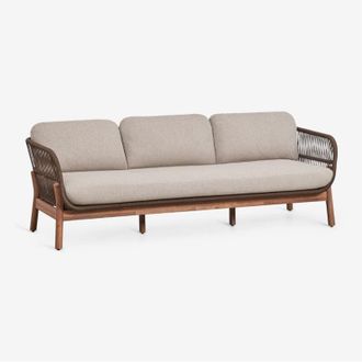 Sklum 3-Sitzer Garten-Sofa aus Akazienholz und geflochtenem Seil Karvia Akazie Braun