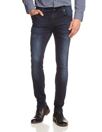 Only & Sons Herren Skinny Jeans AVI BAY0005A BLUE/BLACK, Gr. W30/L30, Schwarz (Black Denim)
