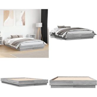 vidaXL Vidaxl - Cadre de lit sans matelas sonoma gris 140x190 cm - Cadre De Lit - Lit Double - Lit En Bois - Sommier - Bois Ding&eacute;nierie - Home & Living
