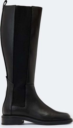 AllSaints Bales kniehohe Lederstiefel in Schwarz