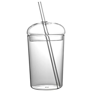 Angoily Glasbecher mit Deckel und Strohhalmen - Jar Trinkglas - Wiederverwendbare Eiskaffeebecher Tee Smoothie Gl&auml;ser - Klare Becher mit Deckel und Strohhalm 