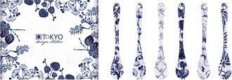 Tokyo Design Studio Flora Japonica 6-er Löffel-Set blau-weiß, 13 cm lang, asiatisches Porzellan, Japanisches Blumen-Design, inkl. Geschenk-Verpackung