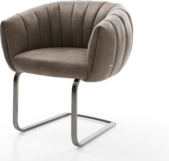 DELIFE Freischwinger Jada-Flex Mikrofaser Taupe Vintage Freischwinger flach Graphit Taschenfederkern, Esszimmerst&uuml;hle