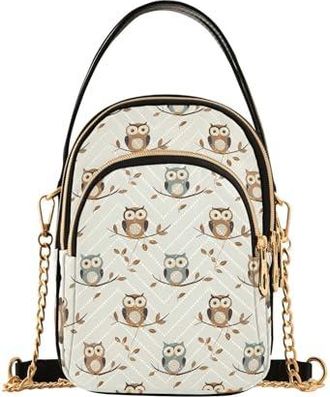 Mnsruu Sac à bandoulière pour femme - Motif hibou - Forêt - Petit sac à bandoulière - Avec sangle réglable