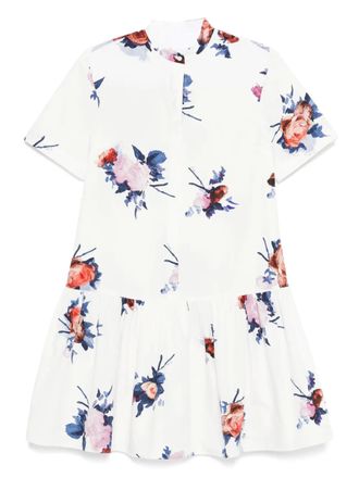 Erdem robe courte à fleurs - Blanc