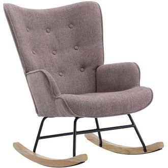 Vente-Unique Vente-unique - Fauteuil &agrave; bascule en tissu chin&eacute; taupe elmina ii