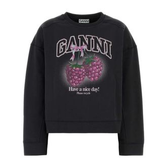 Ganni Femme, Sweatshirts et sweats &agrave; capuche, Noir, Taille: 40 FR Cotton SweaT-shirt