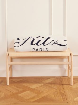 Frame Denim + Ritz Paris Decke Aus Einer Woll-kaschmirmischung Mit Jacquard-motiv Und Details Im &Uuml;berwendlichstich - Creme