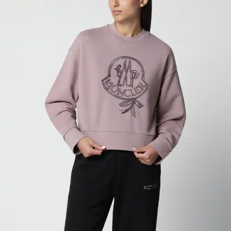 Moncler Rosa Baumwoll-Sweatshirt mit gesticktem Logo