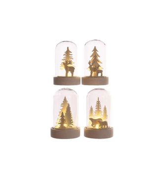 Kaemingk LED Landschaft unter Einer Glasglocke mit Eisb&auml;r und Baum oder Hirsch 2er Set