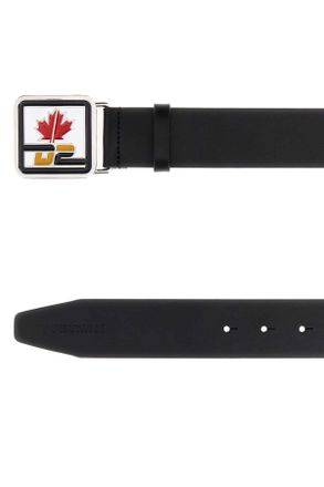 Dsquared2 Leather D2 Patch Belt - Black