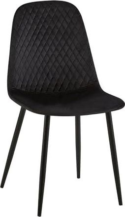 Clp Chaise De Salle A Manger Giverny en Tissu Ou Velours I Chaise avec Dossier Matelass&eacute;e Pieds en Metal I Charge Max.150 Kg, Couleur:Noir, Mat&eacute;riel:Velou
