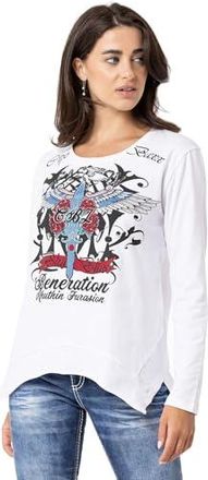 Cipo & Baxx Sweat-shirt à manches longues pour femme - Pull élégant avec imprimé et décorations - Look quotidien confortable pour les loisirs, lécole et la tenue 