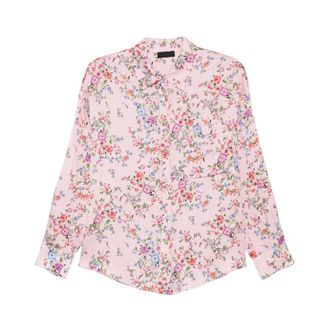 Liu Jo Femme, Blouses et Chemises, Rose, Taille: 38 FR Chemise en satin &agrave; fleurs