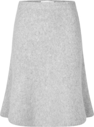 Sams&oslash;e & Sams&oslash;e Femme, Jupes, Gris, Taille: 42 FR Jupe en Tricot Gris Doux A-Ligne