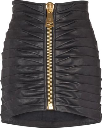 Balmain Femme, Jupes, Noir, Taille: 36 FR Courte jupe pliss&eacute;e en agneau