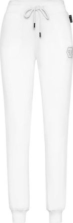 Philipp Plein Femme, Pantalons, Blanc, Taille: 42 FR Pantalon de jogging Crystal Hexagon