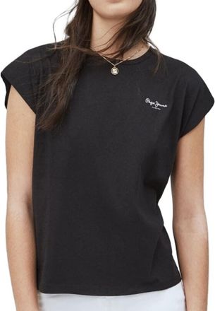 Pepe Jeans London Floraison Damen-T-Shirt, 999 Schwarz, Small