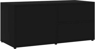 Les Tendances Meuble TV 1 porte 2 tiroirs bois noir Ressi 80cm