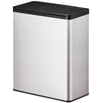 EKO Poubelle touch tri s&eacute;lectif Essential 20+20 litres - Stainless steel Polypropylene - inox mat, noir