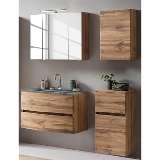 Casa home24 Badezimmerset X 4-teilig 120 x 200 x 49cm Braun/Wotaneiche Dekor