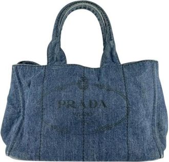 Prada unisex, Pre-owned, Bleu, Taille: ONE Size Sac cabas en denim Pre-owned